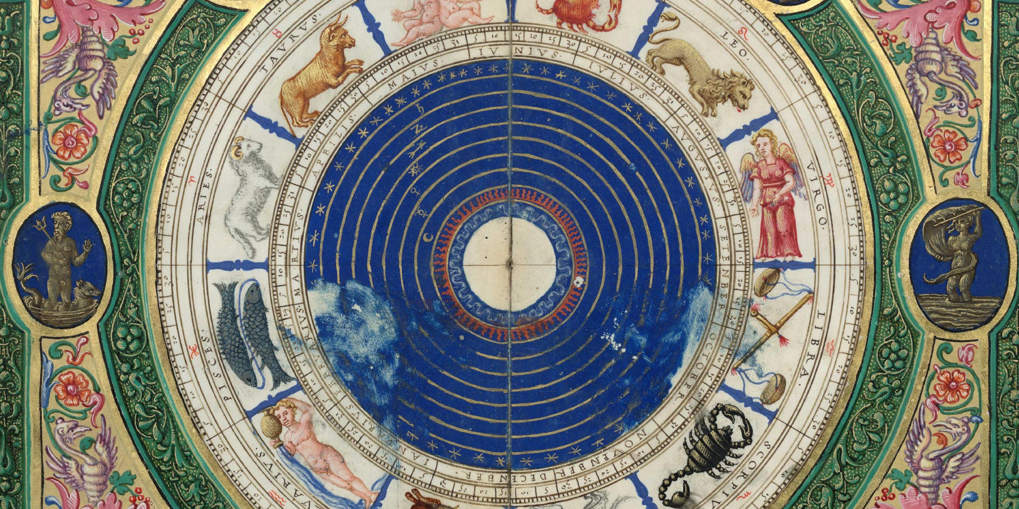 Représentation cosmographique géocentrée, entourée des signes du ...